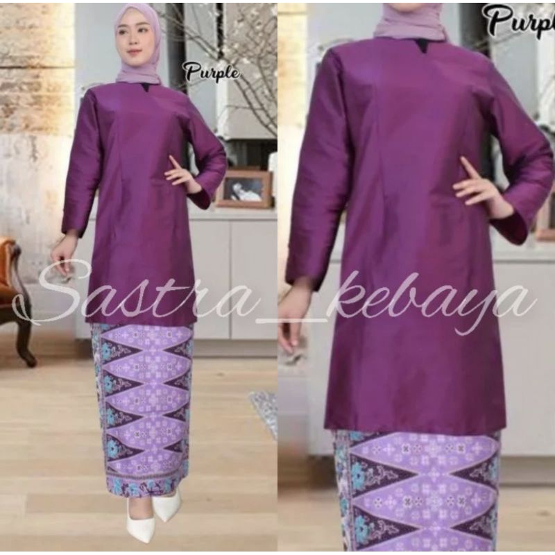 Jual Set Kebaya Baju Kurung Tafeta / Baju Kurung Melayu Polos / Kebaya ...