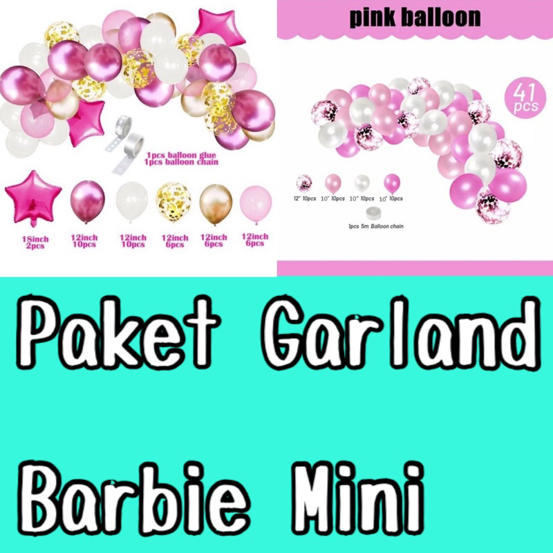 Jual Paket Balon Barbie Pink Dekorasi Garland Confetti Mini | Shopee ...