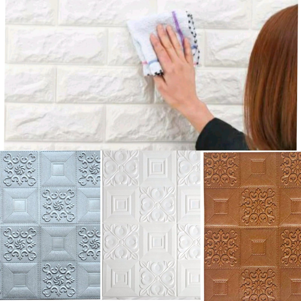 Jual WALLPAPER FOAM WALLPAPER DINDING WALLFOAM 3D BATU BATA 70X77CM ...