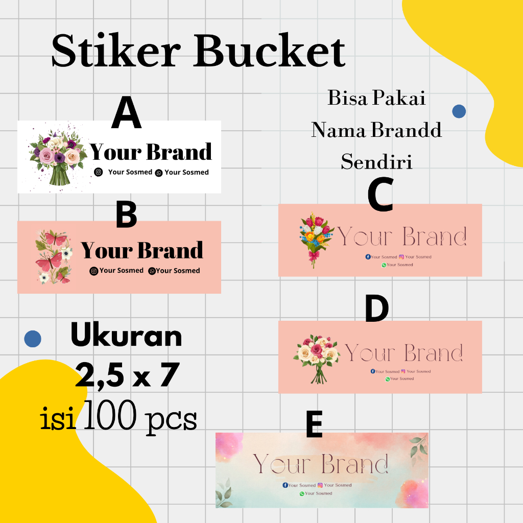 Jual 50pcs Stiker Buket Custom - label buket-stiker buket-stiker ...