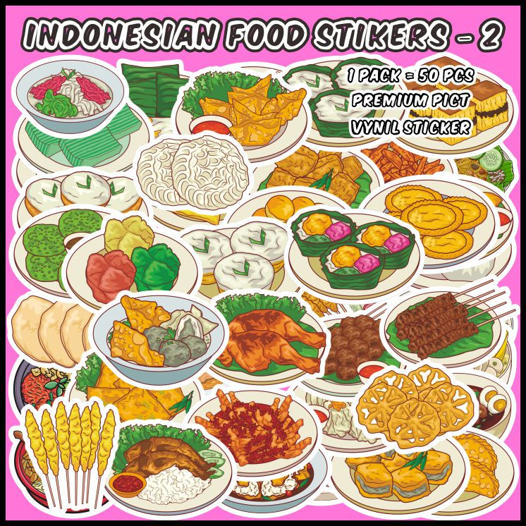 Jual [1 pack] indonesian Food Stickers 2 (Stiker Makanan Indonesia 2 ...