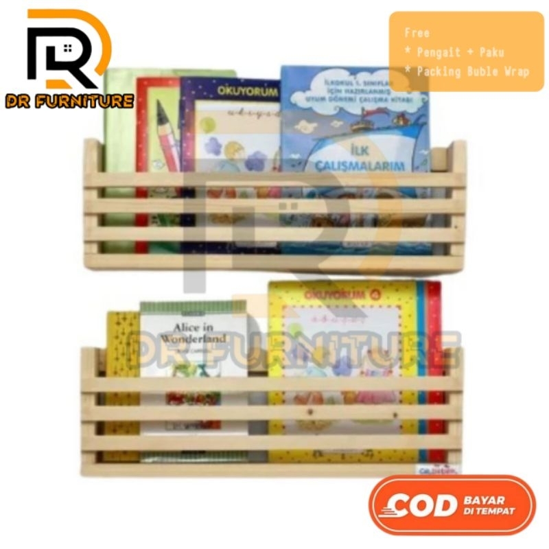 Jual Rak Buku Kayu Dinding Gantung Aesthetic Tempat Buku Rak Majalah ...