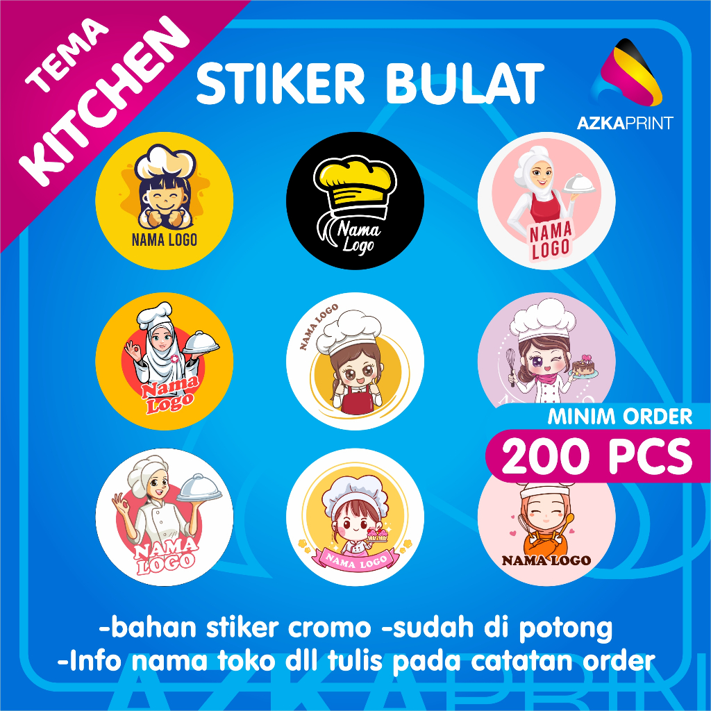 Jual [CROMO] CETAK STIKER BULAT TEMA KITCHEN - LABEL BULAT - LABEL ...