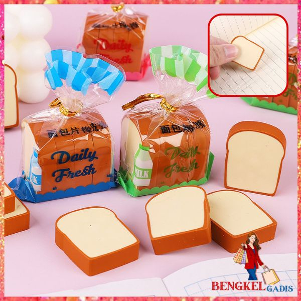 Jual BG Penghapus Pensil Karakter Roti Tawar Isi 4Pcs Eraser Toast ...