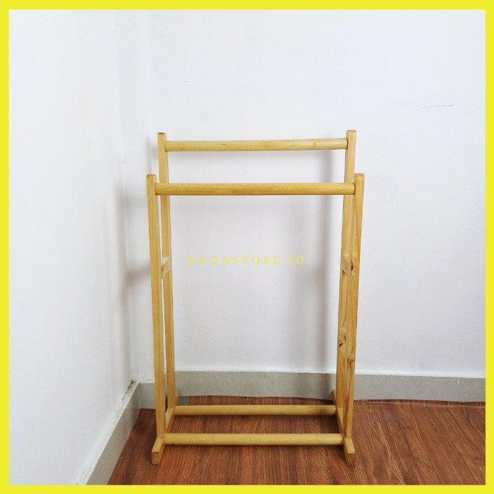 Jual stand hanger kayu/rak gantung handuk,mukena,sajadah/ladder hanger ...