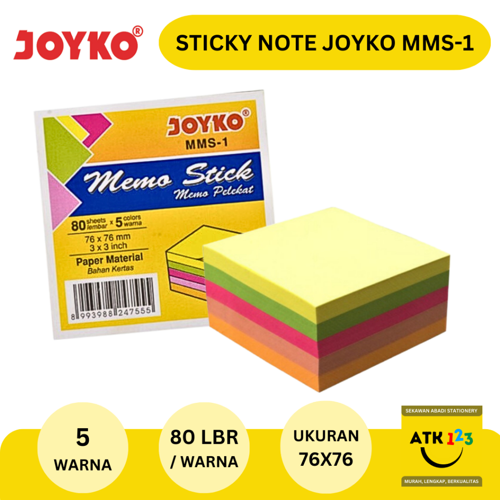 Jual JOYKO Sticky Note Stick Note Sign Here Memo Tempel Merk Joyko MMS ...