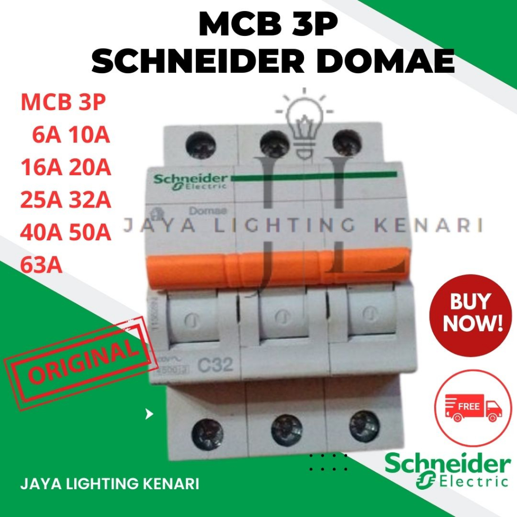 Jual MCB SCHNEIDER DOMAE 3P PHASE 6A 10A 16A 20A 25A 32A 40A 50A 63A | Shopee Indonesia