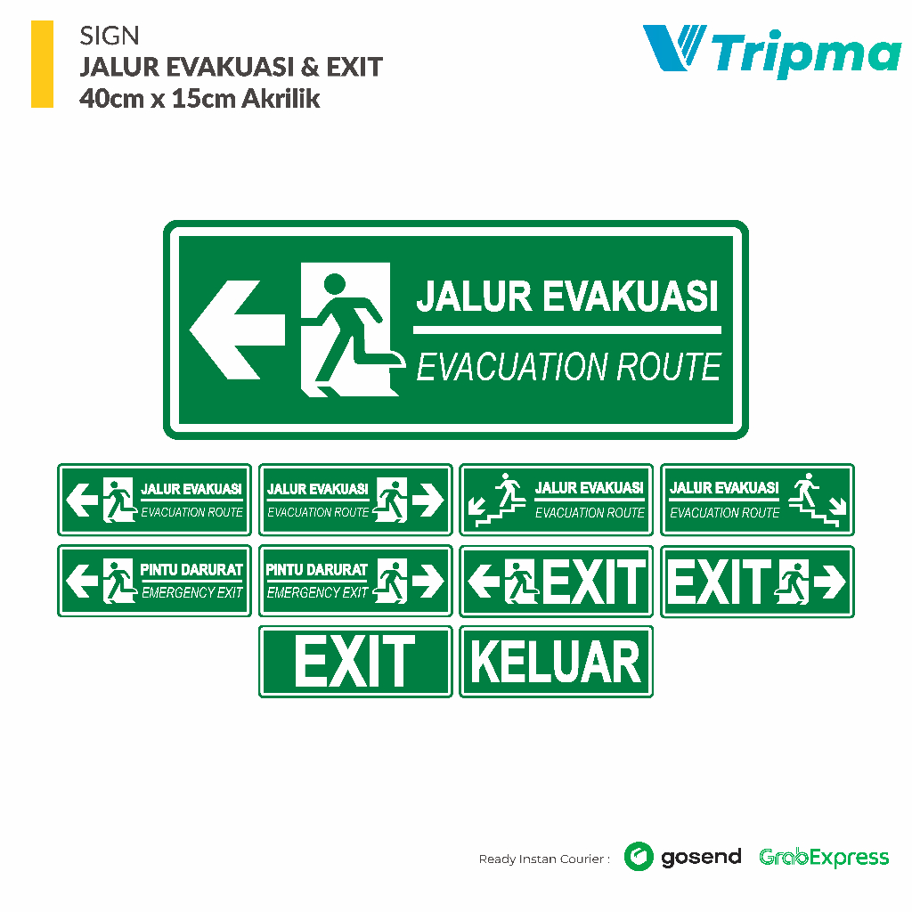 Jual Rambu Rambu Jalur Evakuasi - Exit 40cm x 15cm Akrilik | Shopee ...