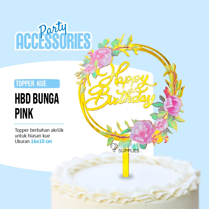 Jual Topper Bunga Akrilik Hiasan Kue Bunga Flowers Cake Ulang Tahun | Shopee Indonesia