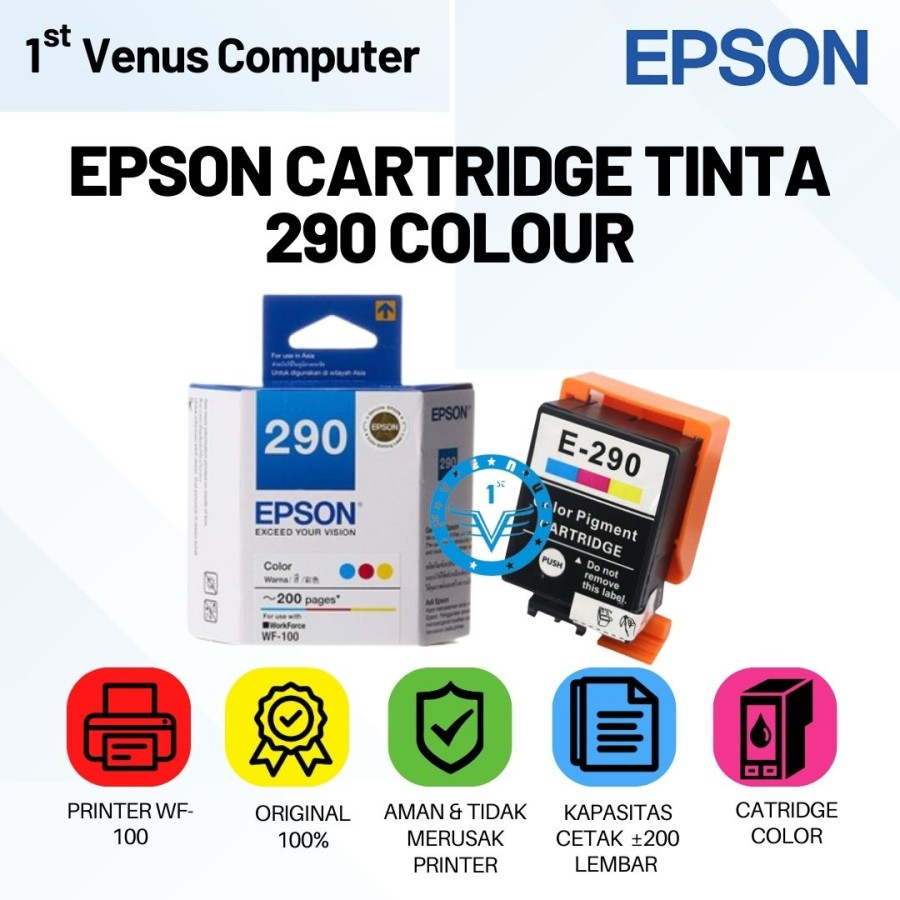 Jual TINTA EPSON CARTRIDGE 290 COLOR / TINTA EPSON WF-100 WARNA / CAT02 ...