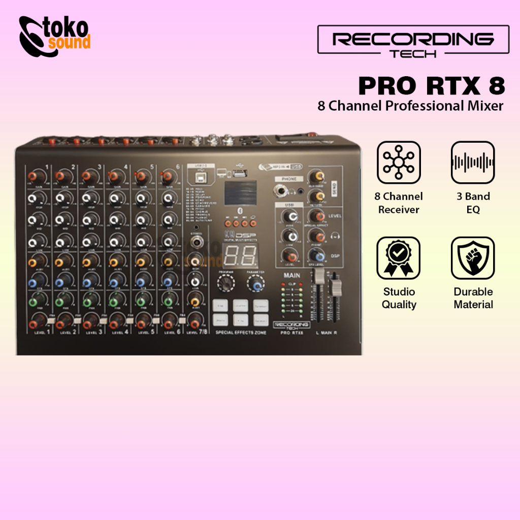 Jual Recording Tech Pro RTX8 - 8 Channel Professional Audio Mixer ...