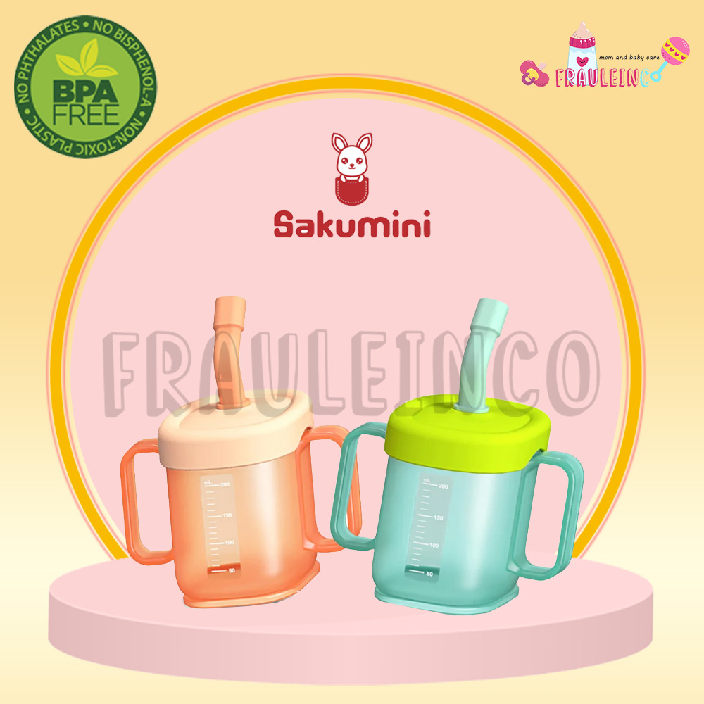 Jual *FRAULEINCO* Sakumini Curve Straw Cup Training Gelas Minum Sedotan ...