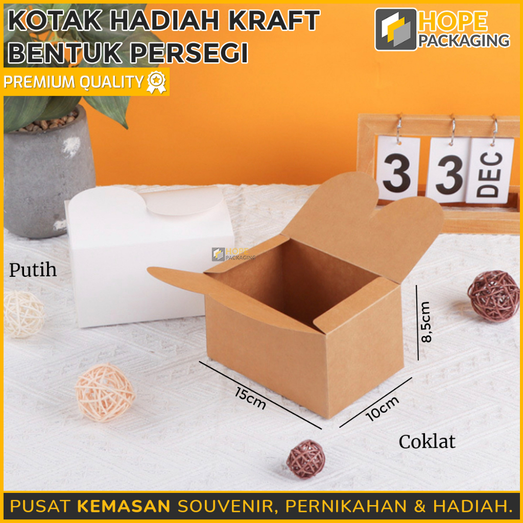 Jual Kotak Hadiah Kraft Bentuk PERSEGI / Cake Box Packaging Snack Box ...