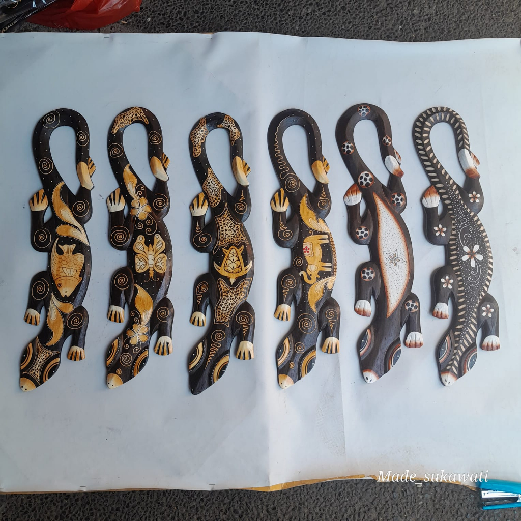 Jual Kerajinan Kayu Hiasan dinding 50cm Gecko tokek cicak dekorasi ...