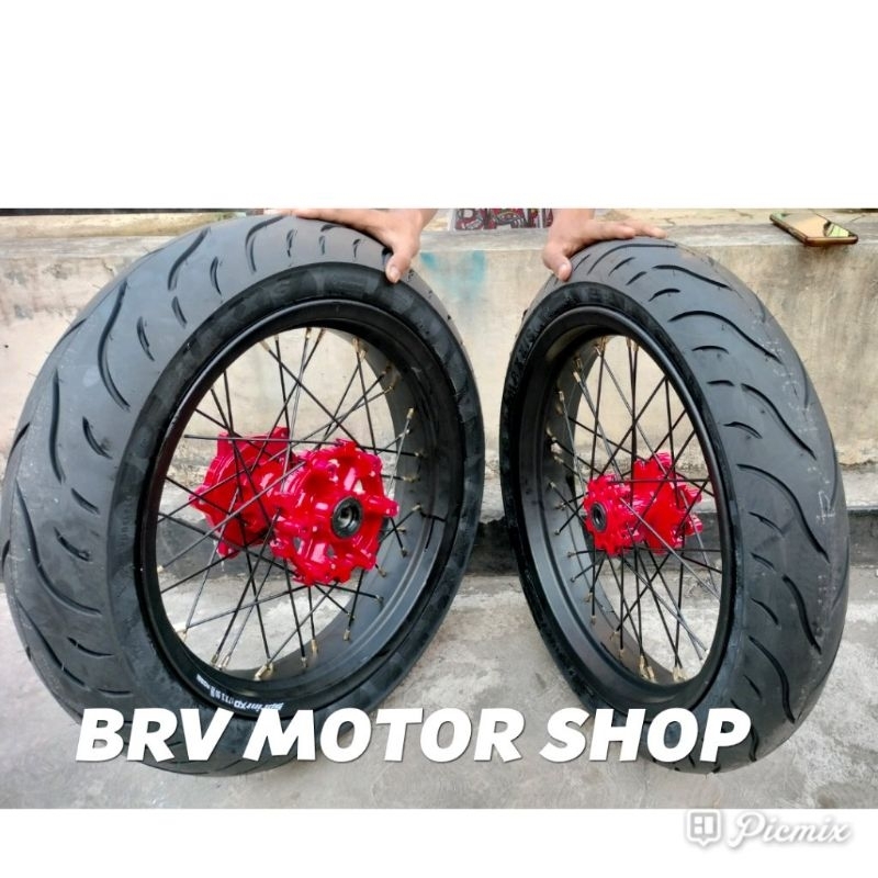 Jual Velg Set Yamaha Wr155 Velg SuperMoto Wr155 Tromol Ori 300-350-17 ...