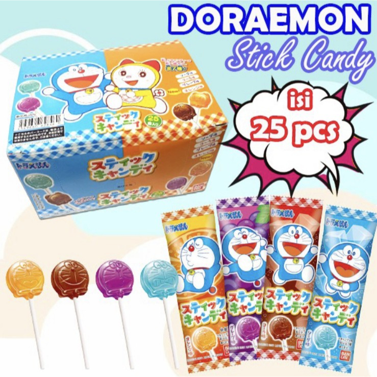 Jual Doraemon Lollipop Candy isi 25 pcs/ Doraemon Character Stick Candy ...