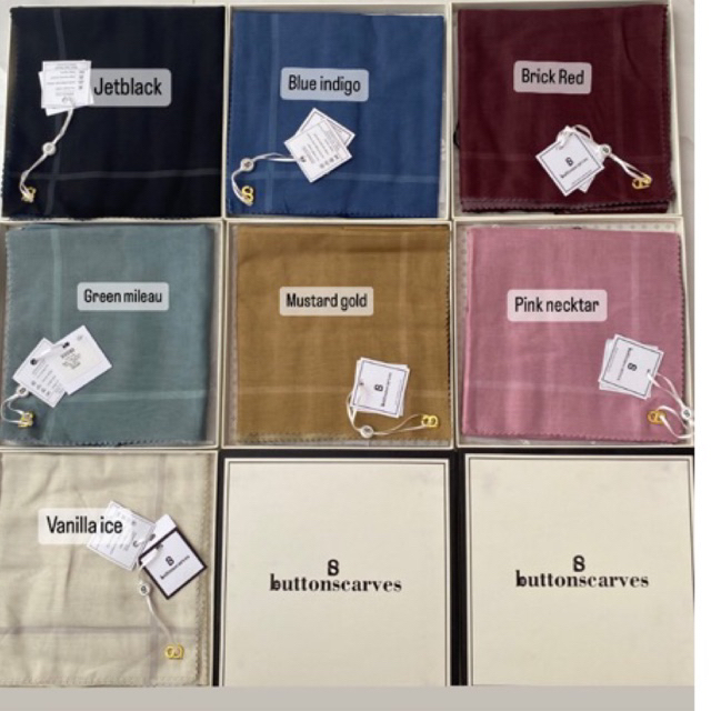 Jual basic voal buttonscarves New lengkap box | Shopee Indonesia