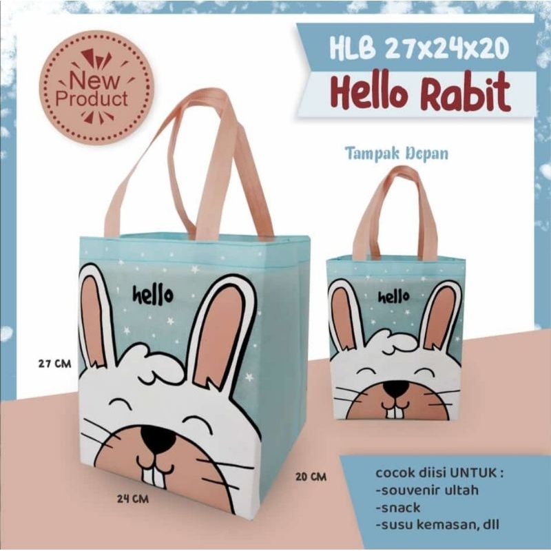 Jual Tas spunbond/kain/goodiebag/souvenir/hampers ulang tahun anak-hello rabbit | Shopee Indonesia
