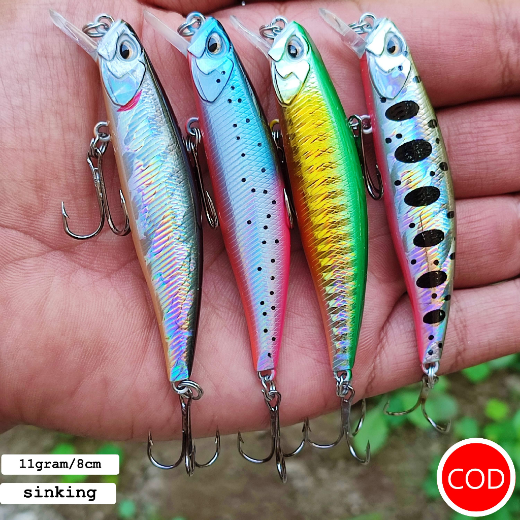 Jual Minnow 11gram/8cm Sinking Minow Umpan Pancing Casting Medium ...