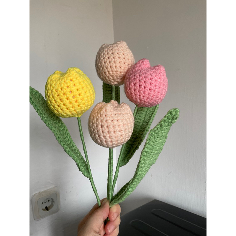 Jual bunga tulip rajut untuk buket (hanya bunga saja) | Shopee Indonesia