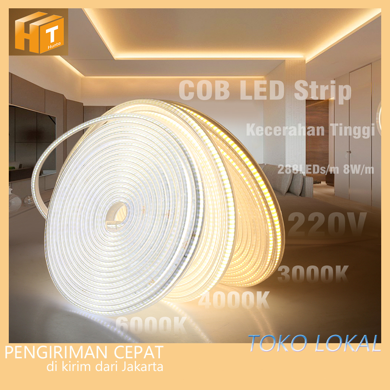 Jual HUNTA Lampu LED Strip COB 220V Mata Besar SMD IP67 Warna putih ...