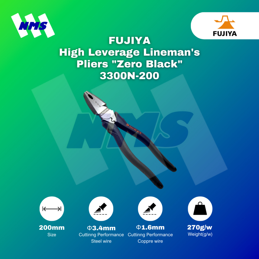 Jual Tang Potong FUJIYA 3300N-200 High Leverage Lineman's Pliers Zero Black | Shopee Indonesia