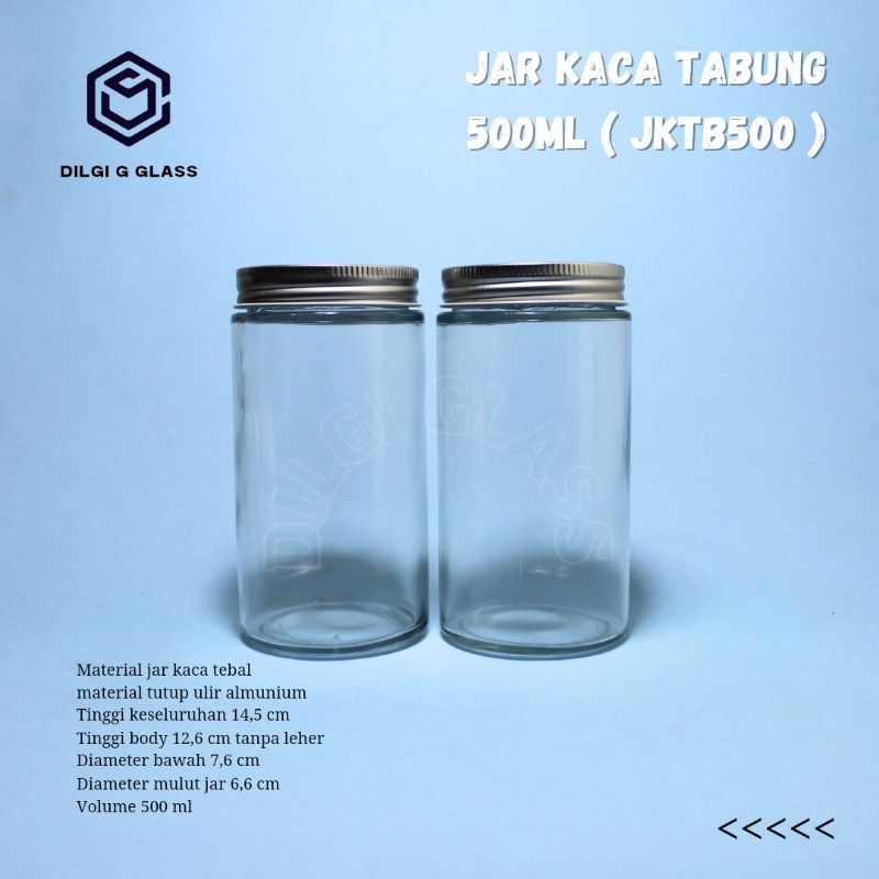 Jual JKTB500 jar kaca 500ml tutup almunium/mason jar/toples kaca 500ml ...
