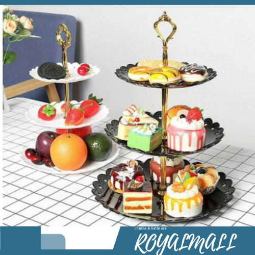 Jual Rak Makan Kue Buah Cake Plate Stand Display / Rak Wadah Piring ...