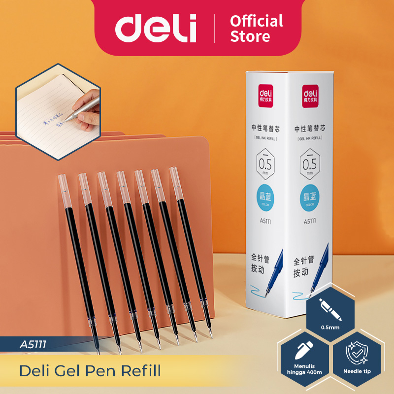 Jual Deli Retractable Gel Pen Refill / Isi Ulang Tinta Pulpen Gel Cetek ...