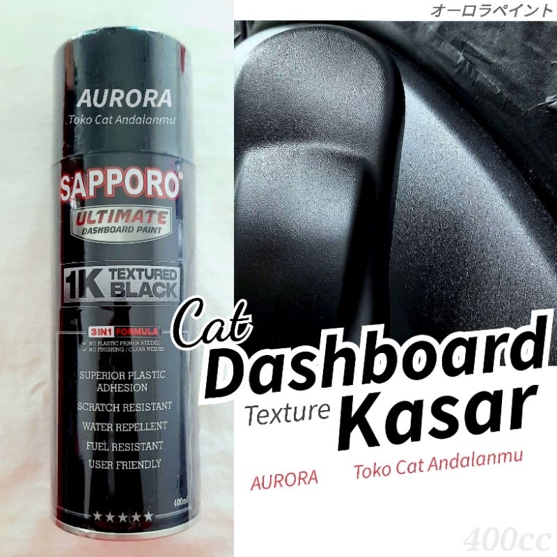 Jual Cat Pilok Sapporo Ultimate K36T Dashboard Paint 400ml Dasbor 1K Textured Black Bodi Kasar ...