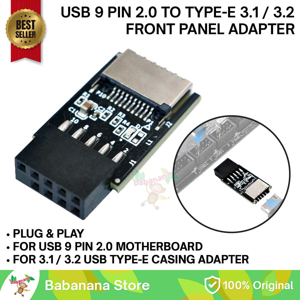 Jual USB 9 Pin 2.0 to Type C Front Panel Adapter Motherboard Mobo Converter Type-C 3.1 3.0 3.2 ...