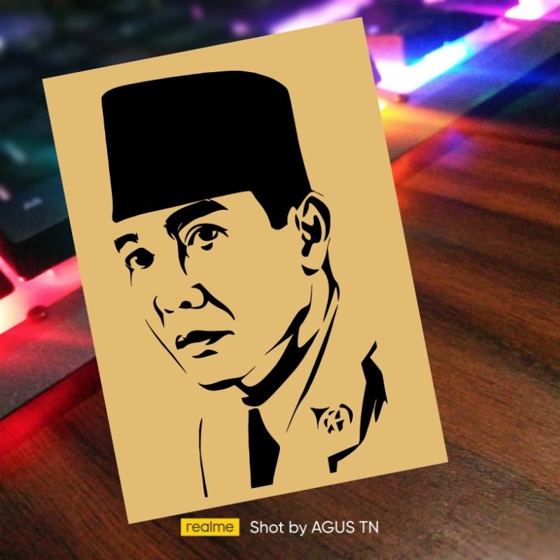 Jual STIKER SOEKARNO STIKER SILUET WAJAH SOEKARNO STICKER CUTTING ...