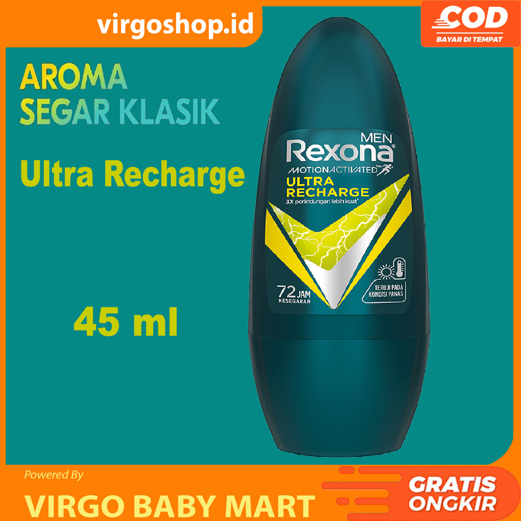 Jual Rexona Men Deodorant Roll On Ultra Recharge 45Ml Deodorant Pria Anti Bau Badan | Shopee ...