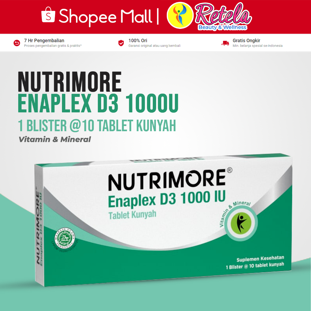 Jual Nutrimore Enaplex D3 1000 IU Cheawable 1 Blister @ 10 Tablet ...