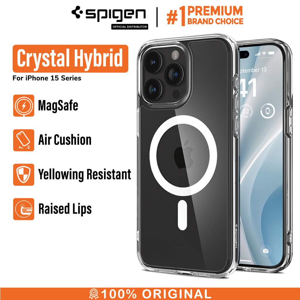 Jual Case iPhone 15 Pro Max Plus Spigen Crystal Hybrid MagSafe Clear ...