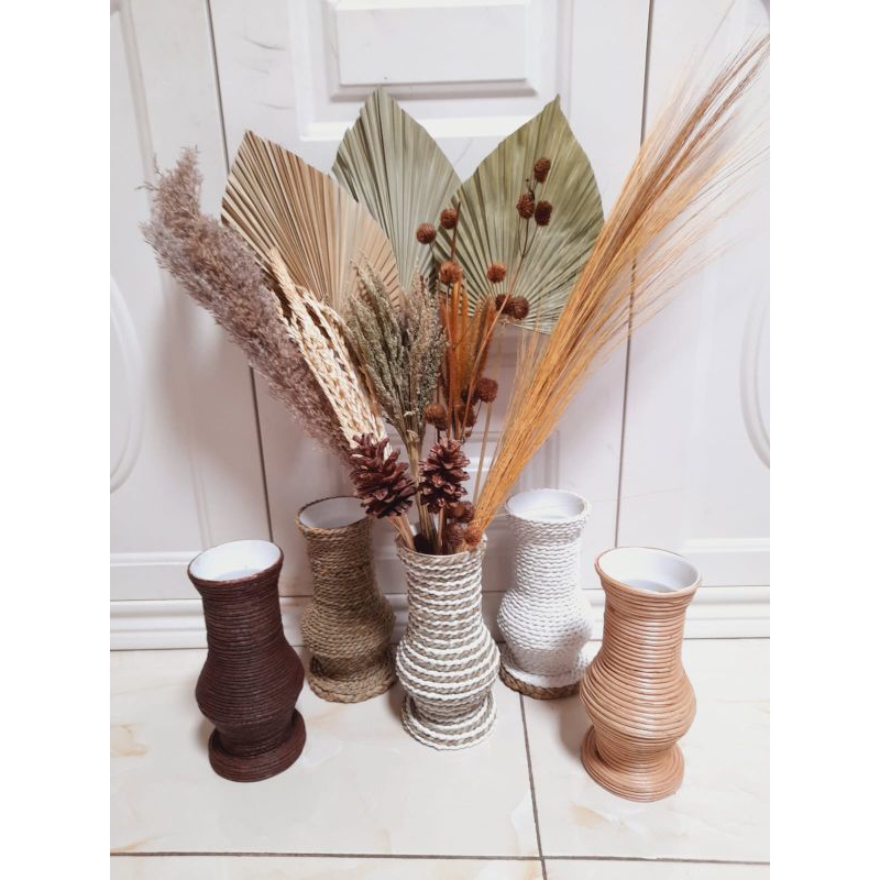 Jual set bunga kering dan vas ukuran 20cm hiasan meja estetik | Shopee ...