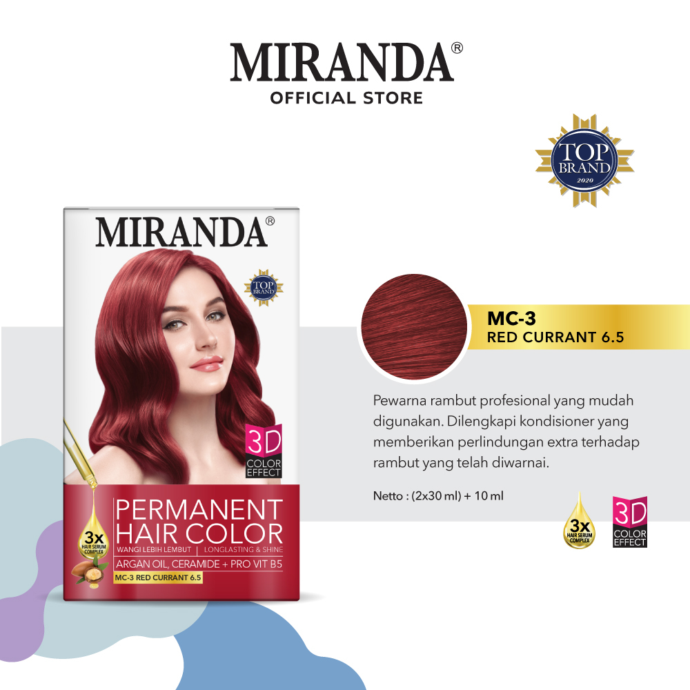 Jual Miranda Hair Color (Cat Rambut Permanen) MC3 Red Currant 30ml ...