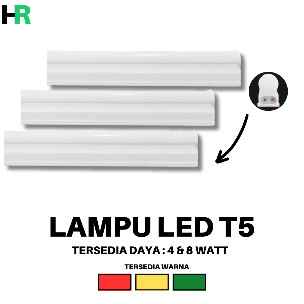 Jual Lampu LED T5 Warna HR 2 lubang / Lampu LED Warna / Lampu T5 Warna ...