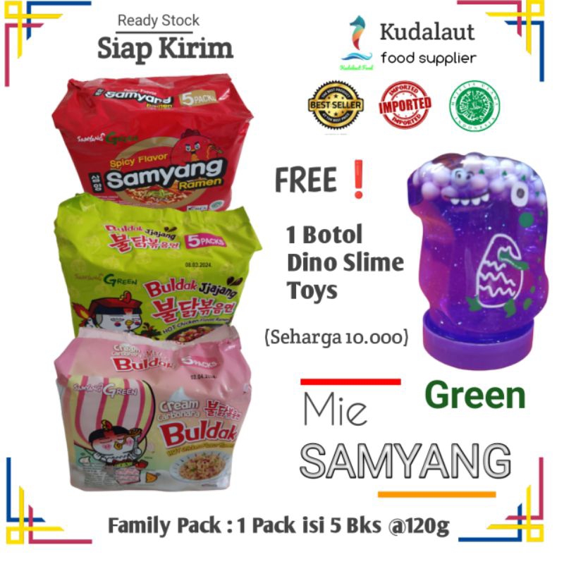 Jual Mie Samyang Green Ramen Spicy Flavor Ramen Jjajang Black Beancream Carbonara Buldak