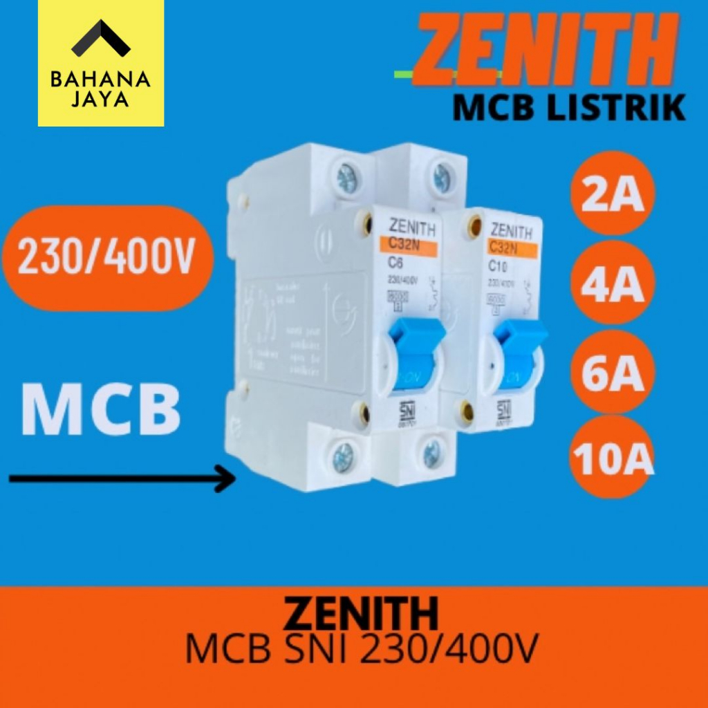 Jual MCB LISTRIK 1 PHASE 2A 4A 6A 10A MCB ZENITH READY MANADO | Shopee ...