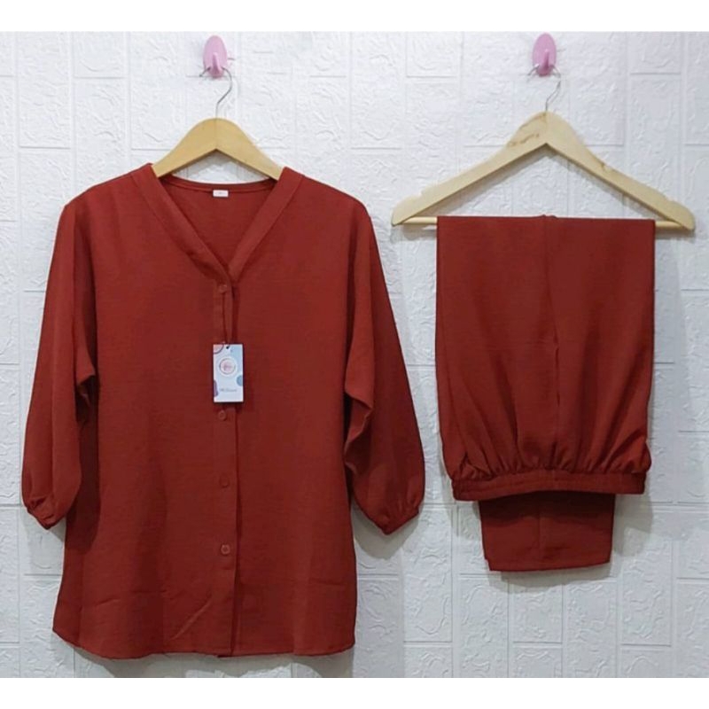 Jual PROMO SETCEL ANDIN/SET BAJU MURAH/SETELAN POLOS CRINGKEL PREMIUM ...