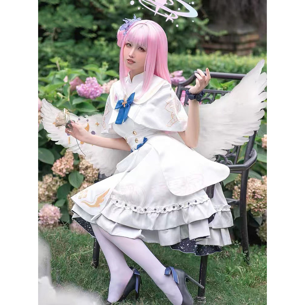 Jual Blue Archive cosplay costume Misono Mika cosplay Set and wig White Dress Role playing party ...