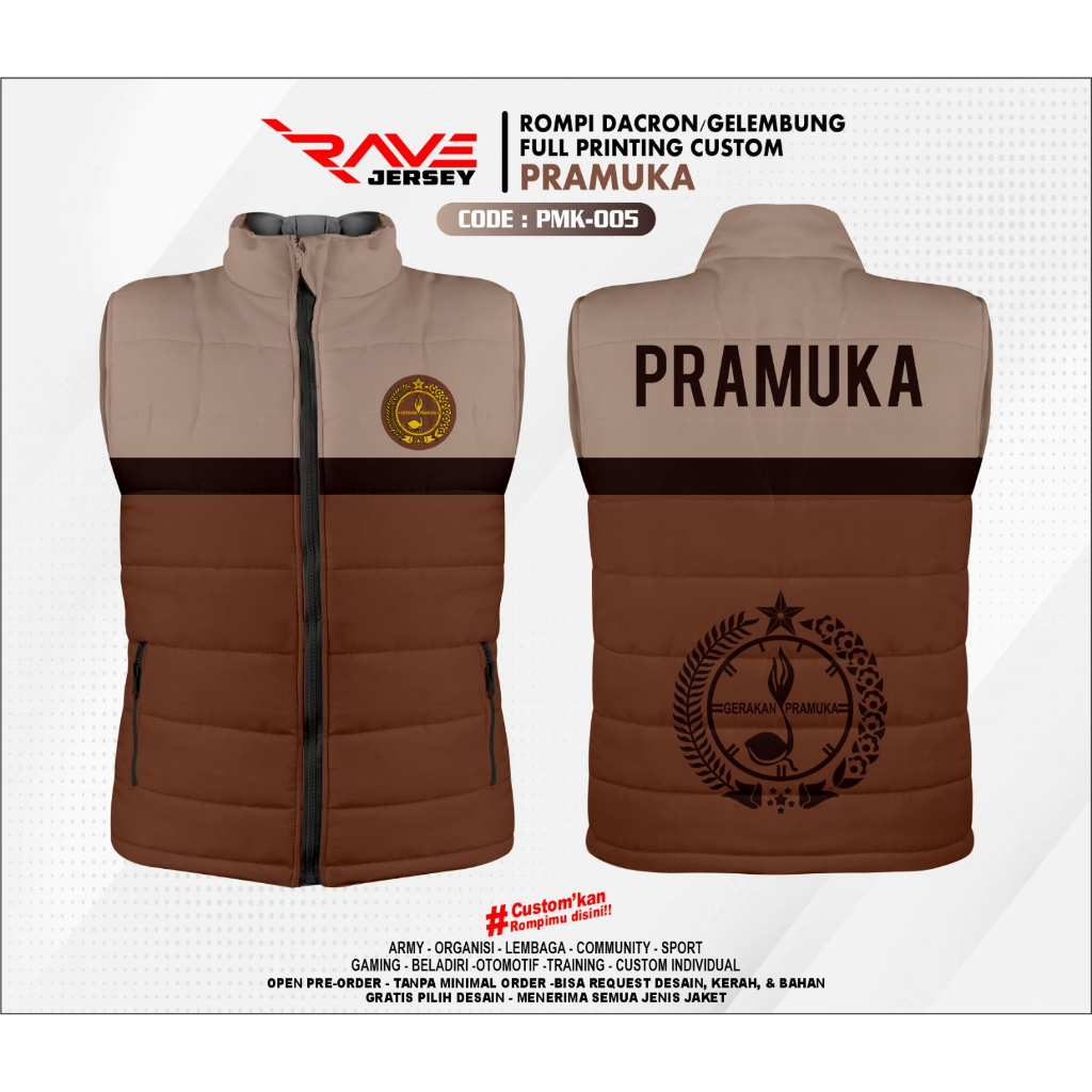 Jual ROMPI PUFFER/DACRON/GELEMBUNG PRAMUKA SESI 1 FULL PRINTING ...