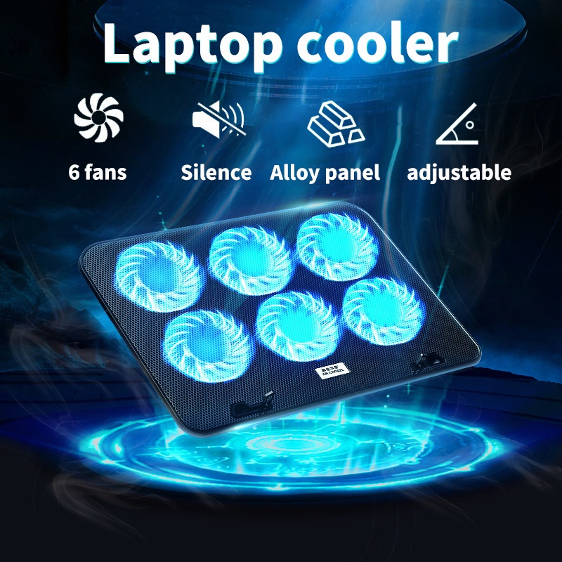 Jual Cooling Pad Laptop Kipas Fan Pendingin Laptop Portable 6 Fan LED ...