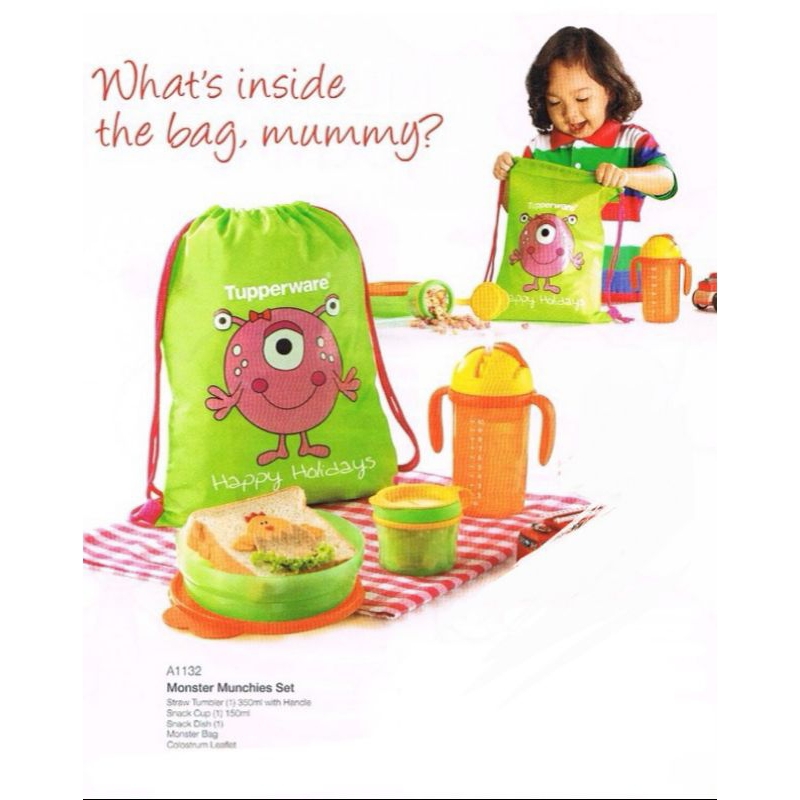 Jual Tempat Bawa Bekal Anak Tupperware Monster Munchies Set | Shopee ...