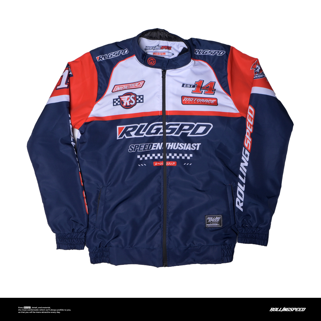 Jual Rollingspeed Jacket Nascar Vango Blue - Jaket Anti Air | Shopee ...