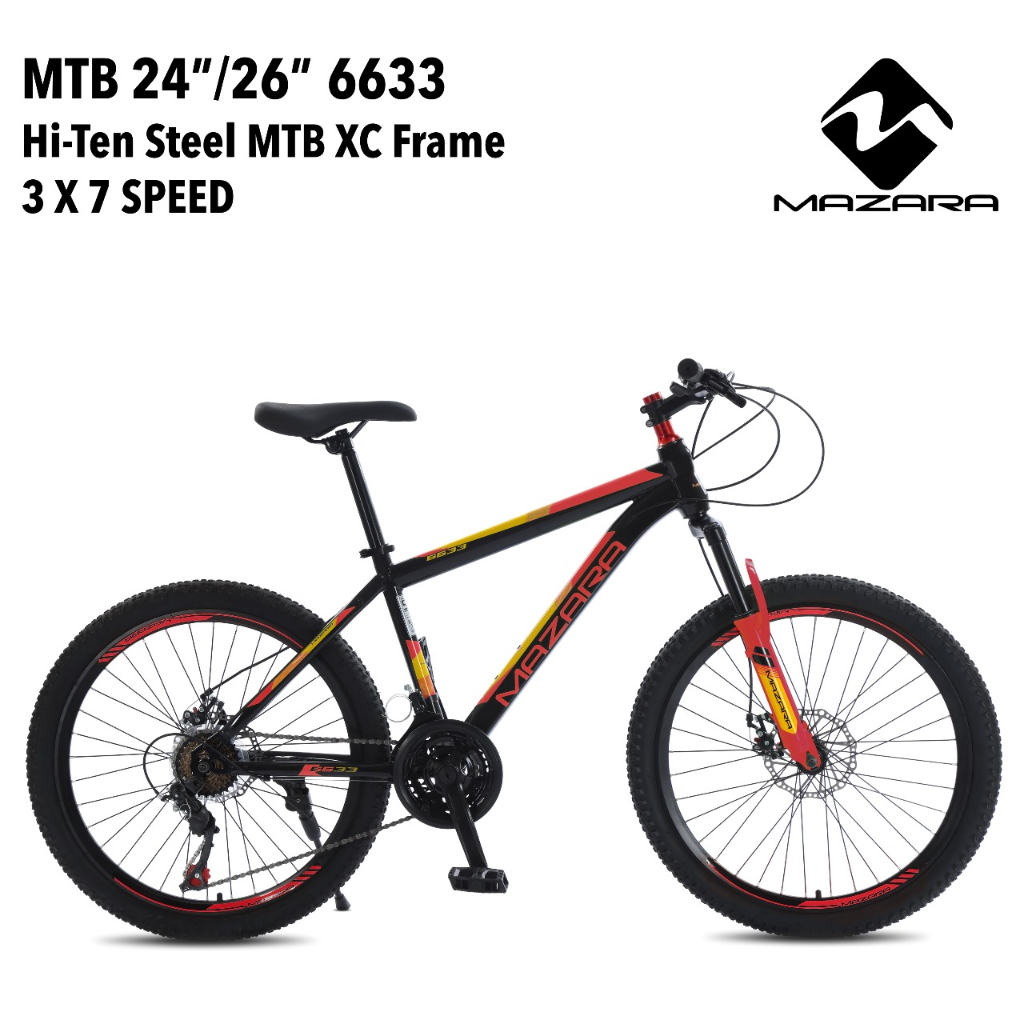 Jual Sepeda Gunung MTB MAZARA 6633 NEW Ukuran 24 26 Inch Rem Cakram 21 ...