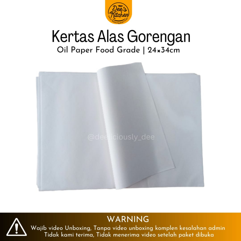 Jual Kertas Alas Gorengan Oil Paper Penyerap Minyak Food Grade 24×34 cm | Shopee Indonesia