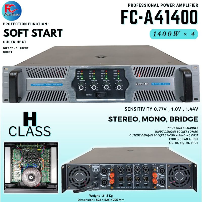Jual POWER AMPLI FIRSTCLASS FC-A41400 POWER 4 CHANNEL 1400W X4 | Shopee ...