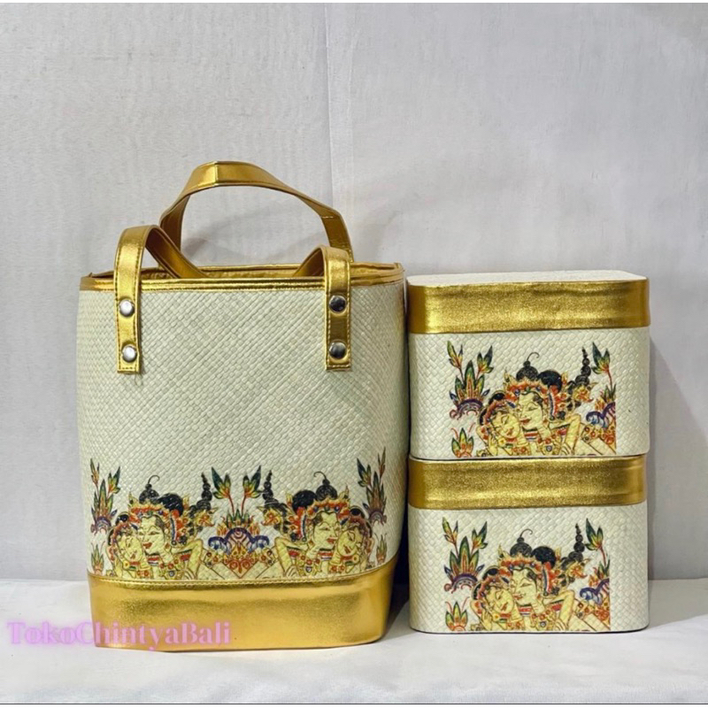 Jual Tas Pandan Set 2 Free Nama Ukuran Anak Keben 20 cm x20 cm | Shopee ...